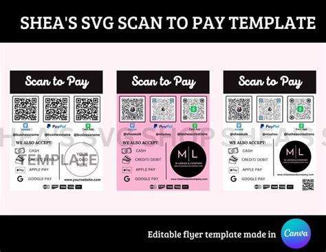 Editable Scan Pay QR Code Sign Printable Payment Sign Scan Etsy