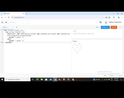 Here Is The Day 29 Pattern Code Using Python Chathurya Addala