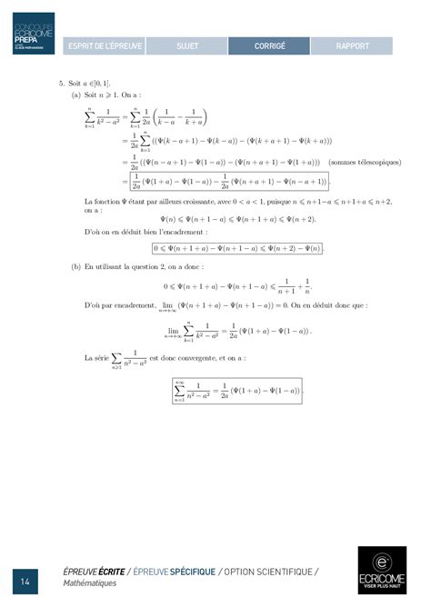 Concours Ecricome Prépa 2014 Mathématiques Option scientifique