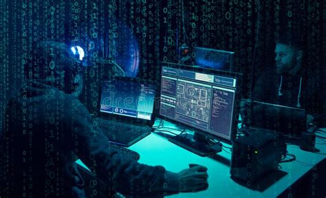 Wanted Hackers Coding Virus Ransomware Using Laptops And Computers Cyber Attack System