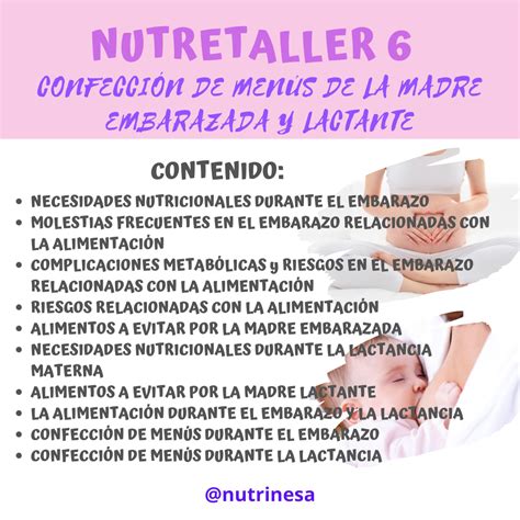 Nutretaller Confección De Menús De La Madre Embarazada Y Lactante