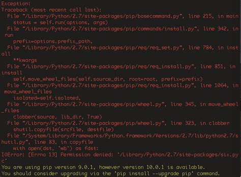 Python Exception When Upgrading Pip To 10 0 1 Stack Overflow