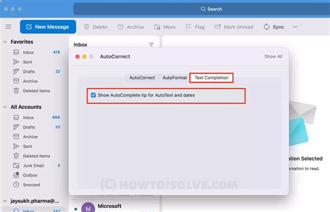 How To Turn Off Auto Complete Text Prediction In Outlook On Mac Windows