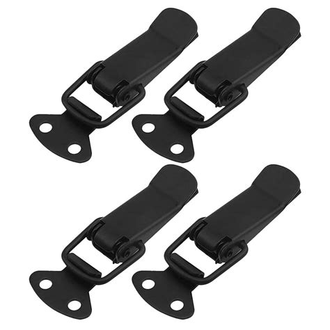 Black Toggle Latch 4 Piece Set Metal Spring Loaded Latch Catch Hasp