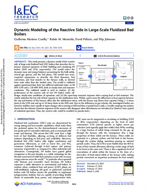 Pdf Dynamic Modeling Of The Reactive Side In Large Scale Fluidized Bed Boilers