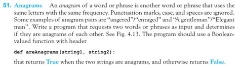 Solved 51 Anagrams An Anagram Of A Word Or Phrase Is Chegg
