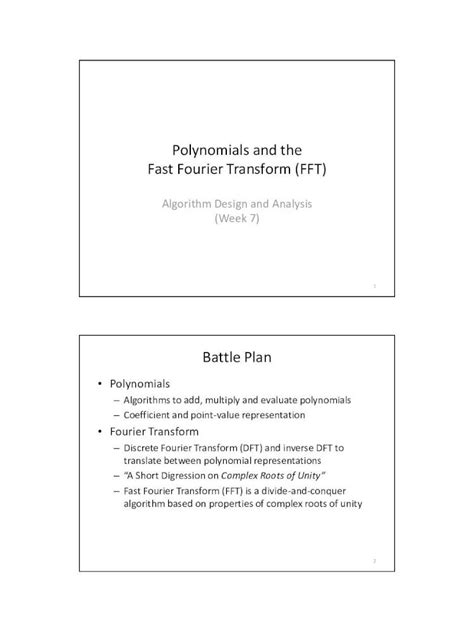 Pdf Polynomials And The Fast Fourier Transform Fftmaiercs584lectureslect07b · 2011 5