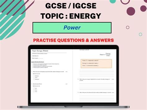Gcse Igcse Physics Power Self Assessment Questions And Answers [2023] Teaching Resources