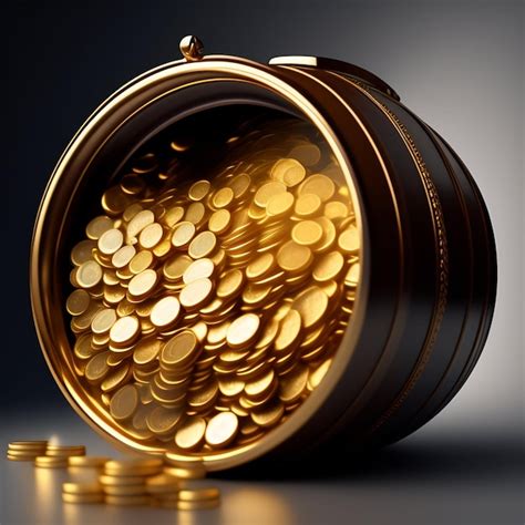 Free Photo A Gold Coin Jar With Gold Coins On It