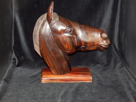 Grande T Te De Cheval En Bois D B Ne Massif Bois B Ne Catawiki
