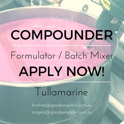 Compounder Formulator Batch Mixer Tullamarine Job Melbourne