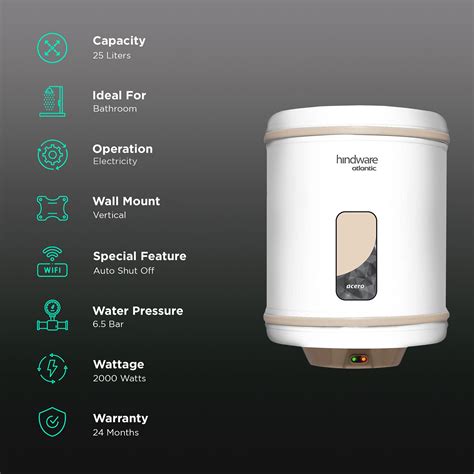 Buy Hindware Atlantic Acero 25 Litres 4 Star Vertical Storage Water