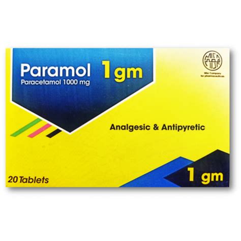 Paramol 1000 Mg Paracetamol Acetaminophen 20 Tablets