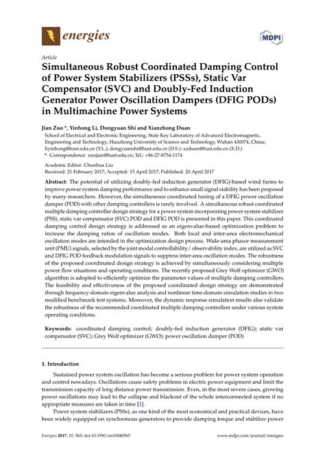 Pdf Simultaneous Robust Coordinated Damping Control Of Power System