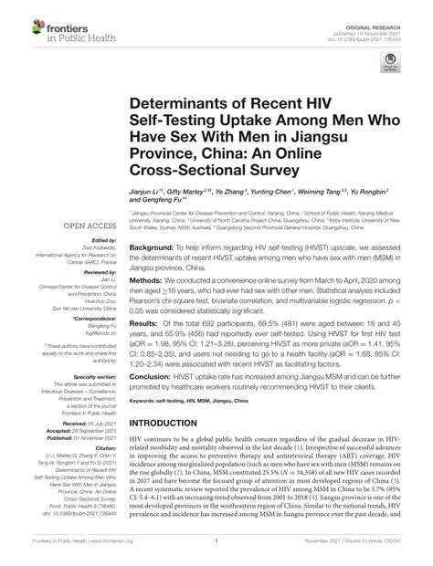 Pdf Determinants Of Recent Hiv Self Testing Uptake Among Men Who Have