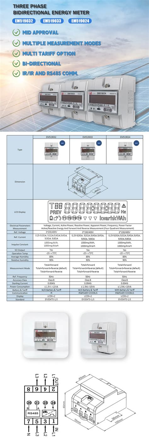 1 3 Phase Rs485 Modbus Energy Meter Smart Bi Directional Electrictiy Meters Buy Bidirectional