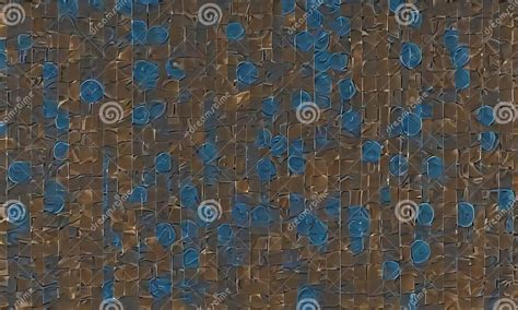 Close Up View Textured Surface With Pattern Blue Dots And Brown Lines Creating Sense Depth And