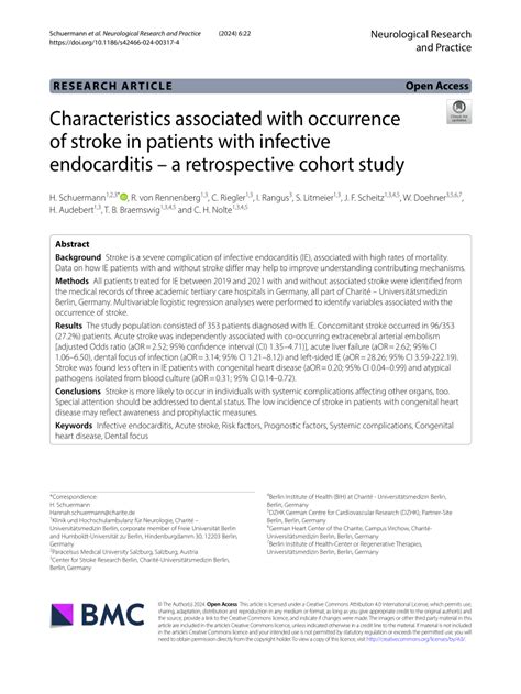 Pdf Characteristics Associated With Occurrence Of Stroke In Patients