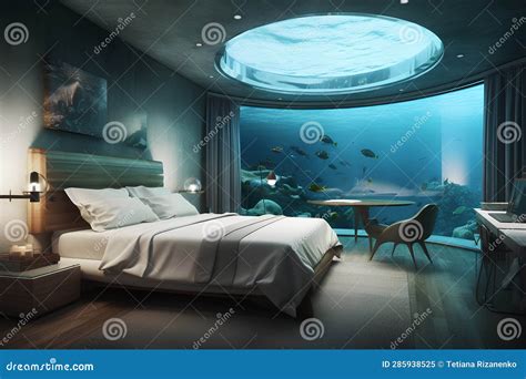 Underwater Hotel Room In An Oceanic Paradise Stock Illustration