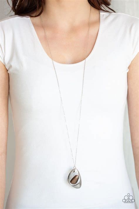 Paparazzi Asymmetrical Bliss Brown Moonstone Necklace Brown