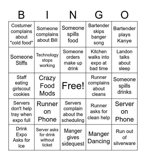 Server Bingo Card