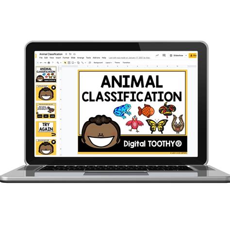 Digital Toothy Science 2nd Grade Animal Classification Lucky