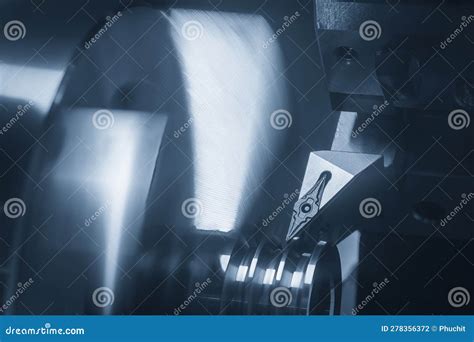 Close Up Scene The Chip Insert Tool Operation On Cnc Lathe Machine