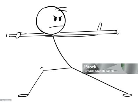무술 또는 쿵푸 포즈를 가진 전투기 벡터 만화 스틱 그림 그림 그림 가공의 인물에 대한 스톡 벡터 아트 및 기타 이미지