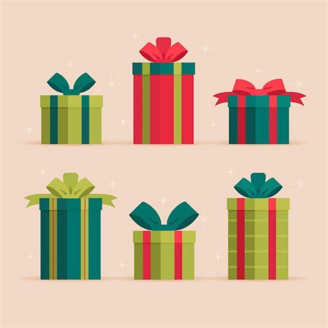 Collection De Cadeaux De Noël Plat Vecteur Gratuite