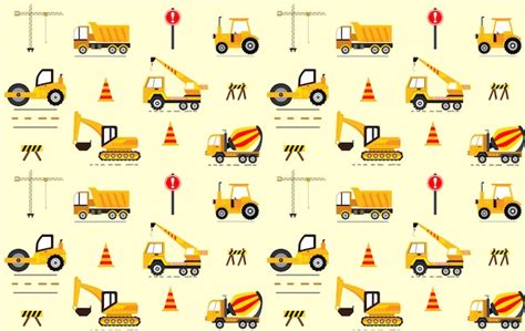 Premium Vector Cute Construction Seamless Pattern