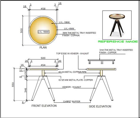 SIDE TABLE CAD DRAWING