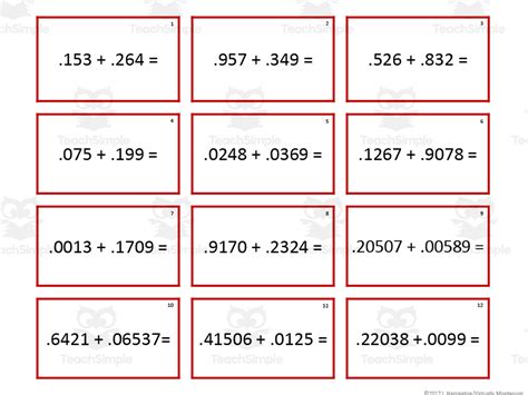Adding Decimals Problem Tickets By Teach Simple