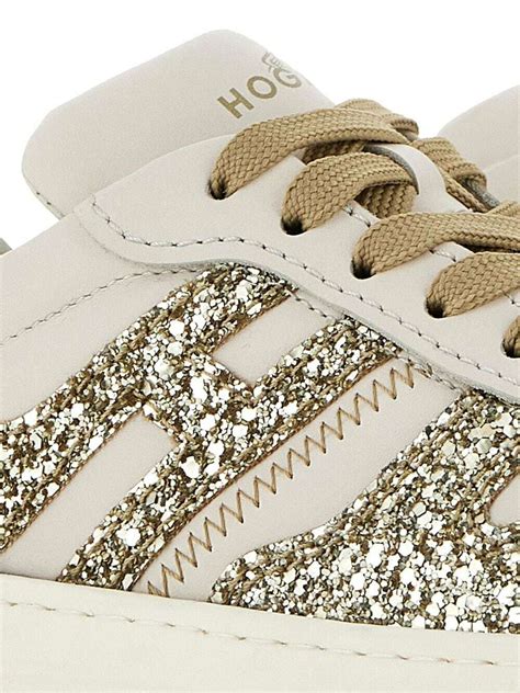 Hogan H630 Leather And Glitter Sneakers Hogan