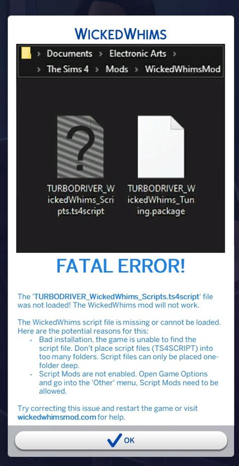 Updated WW Now Getting Fatal Errors Technical Support WickedWhims LoversLab