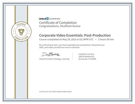 Shubham Kumar On Linkedin Certificate Of Completion