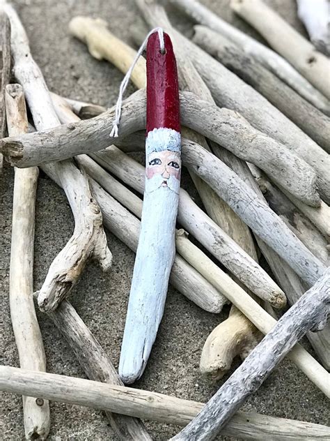 Handpainted Santa Claus On Driftwood Lake Michigan Driftwood Etsy