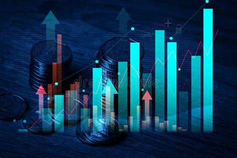 A Stack Of Metallic Coins And A Chart With Growing Rates High Income