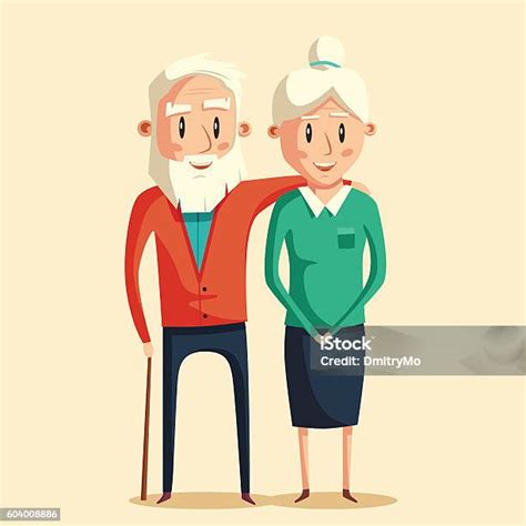 행복한 조부모 벡터 만화 일러스트레이션 조부모에 대한 스톡 벡터 아트 및 기타 이미지 조부모 가족 가지 식물 부위