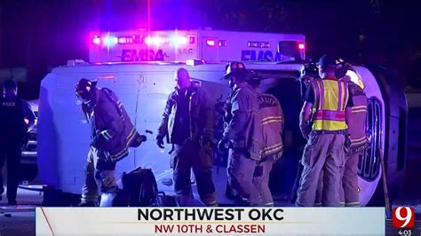 Ambulance Involved In Northwest Oklahoma City Rollover Crash Youtube