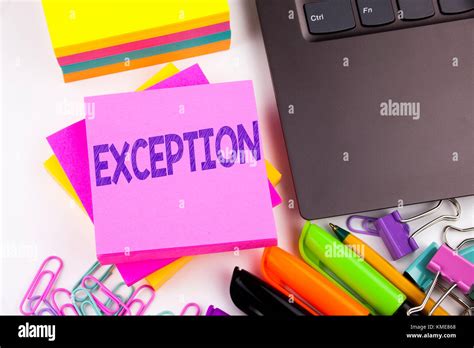 Writing Text Showing Exception Made In The Office With Surroundings Such As Laptop Marker Pen