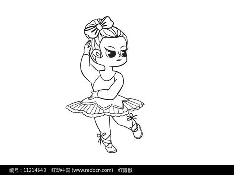 原创手绘人物卡通正在跳舞的女孩简笔画图片下载 红动中国