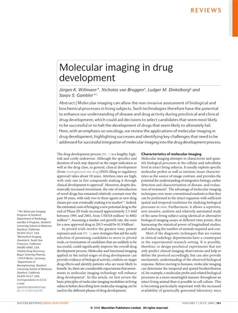 Pdf Molecular Imaging In Drug Development