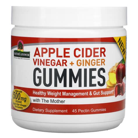 Natures Answer Apple Cider Vinegar Ginger Gummies With The Mother