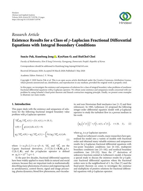 Pdf Existence Results For A Class Of P Laplacian Fractional