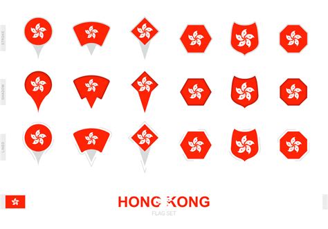 Collection Of The Hong Kong Flag In Different Shapes And With Three Different Effects