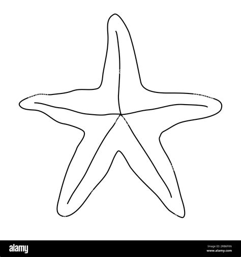 Starfish Sea Life Design Element Doodle Style Flat Vector Outline
