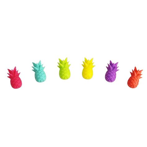 6PCS Household Silicone Cute Pineapple Party Wine Grandado