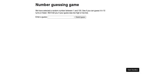 Number Guessing Game Codesandbox