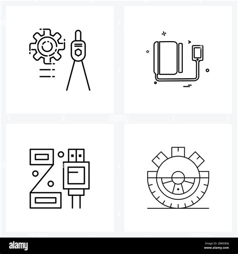 Modern Vector Line Illustration Of 4 Simple Line Icons Of Compass Data