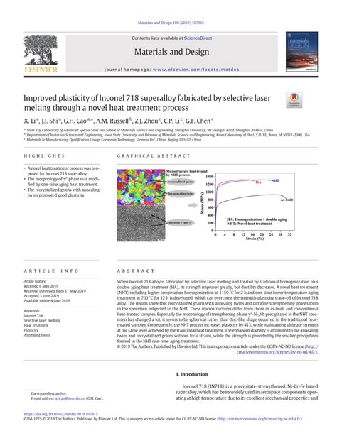 pdf improved plasticity of inconel 718 superalloy fabricated by